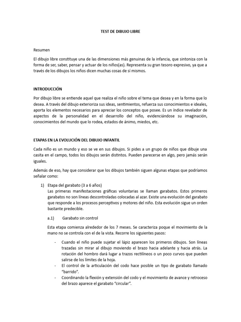 Test de Dibujo Libre | PDF | Aquisición de idioma | Dibujo
