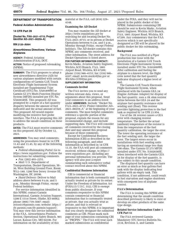 Federal Register / Vol. 86, No. 164 / Friday, August 27, 2021 ...
