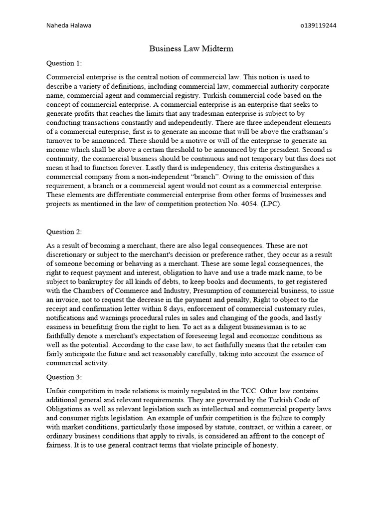 Business Law Midterm | PDF | Economies | Private Law