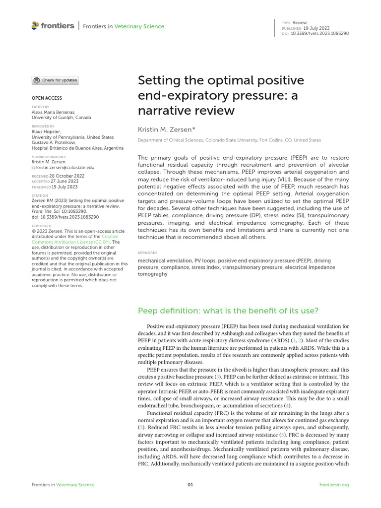 2023 Setting PEEP | Download Free PDF | Lung | Respiration