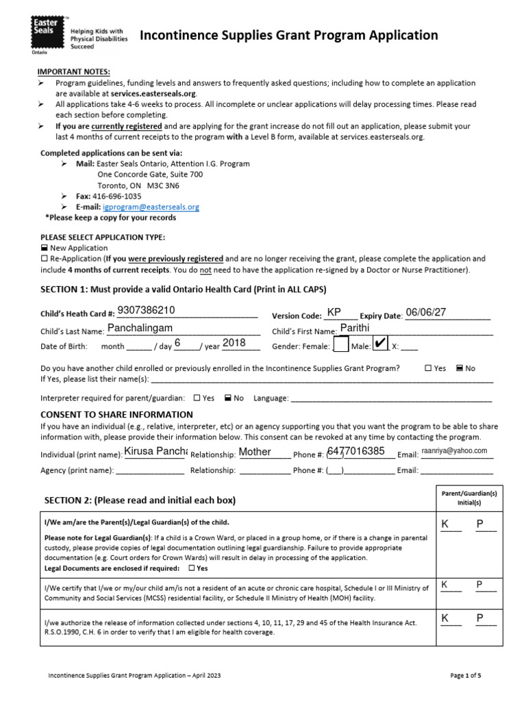 Incontinence Supplies Grant Application 2023 | PDF | Legal Guardian ...