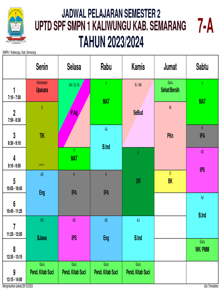 KELAS-JADWAL k2 | PDF