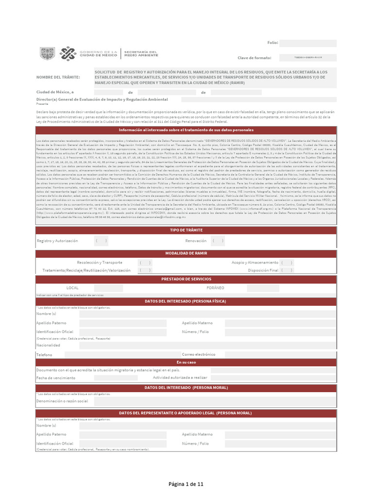 Solicitud RAMIR para Manejo de Residuos | PDF | Residuos | Reciclaje