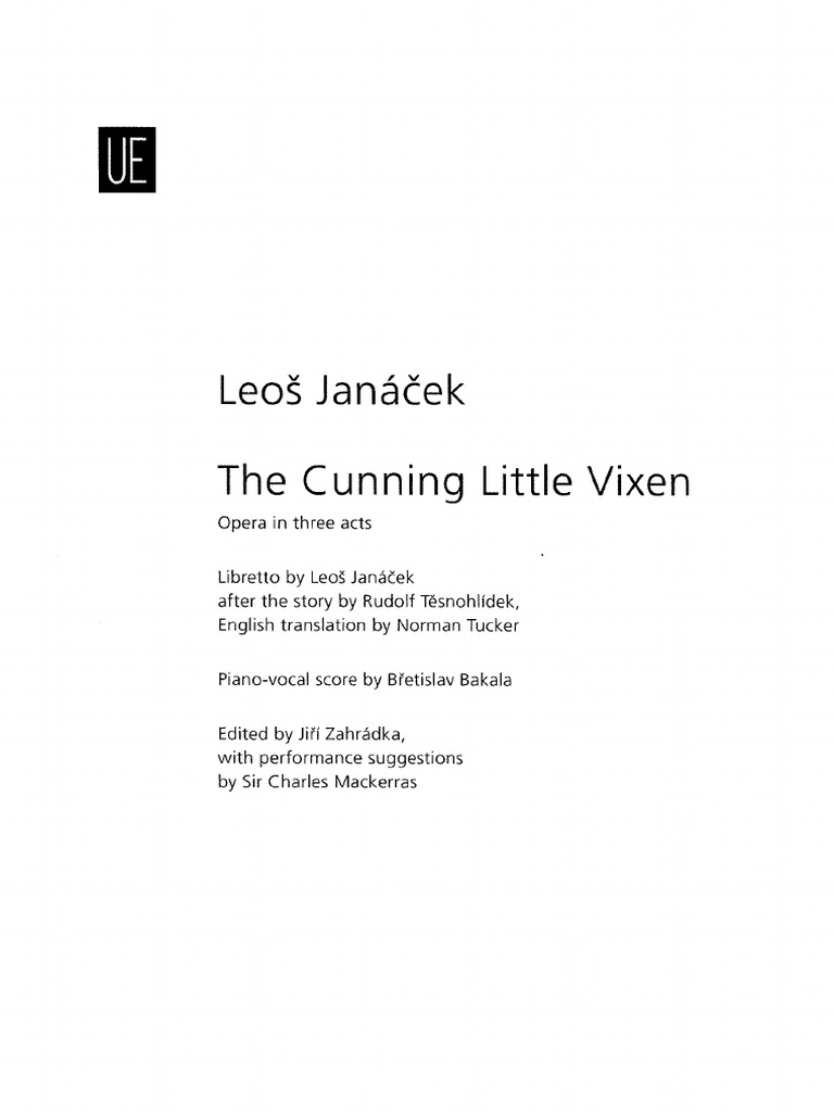 The Cunning Little Vixen - Vocal Score W. Cuts | PDF