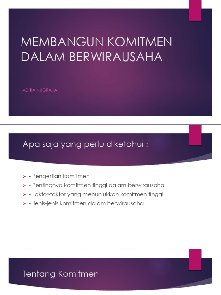 Membangun Komitmen Dalam Berwirausaha | PDF | Pengembangan Diri