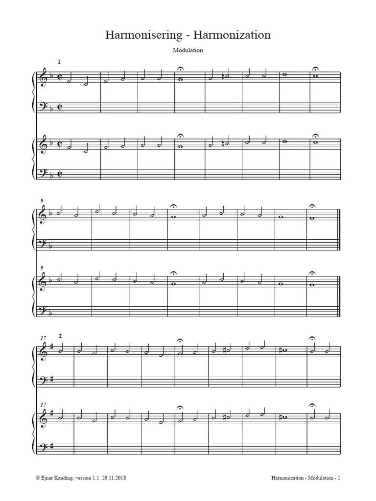 Harmonization Modulation 1-10 Melodies | PDF