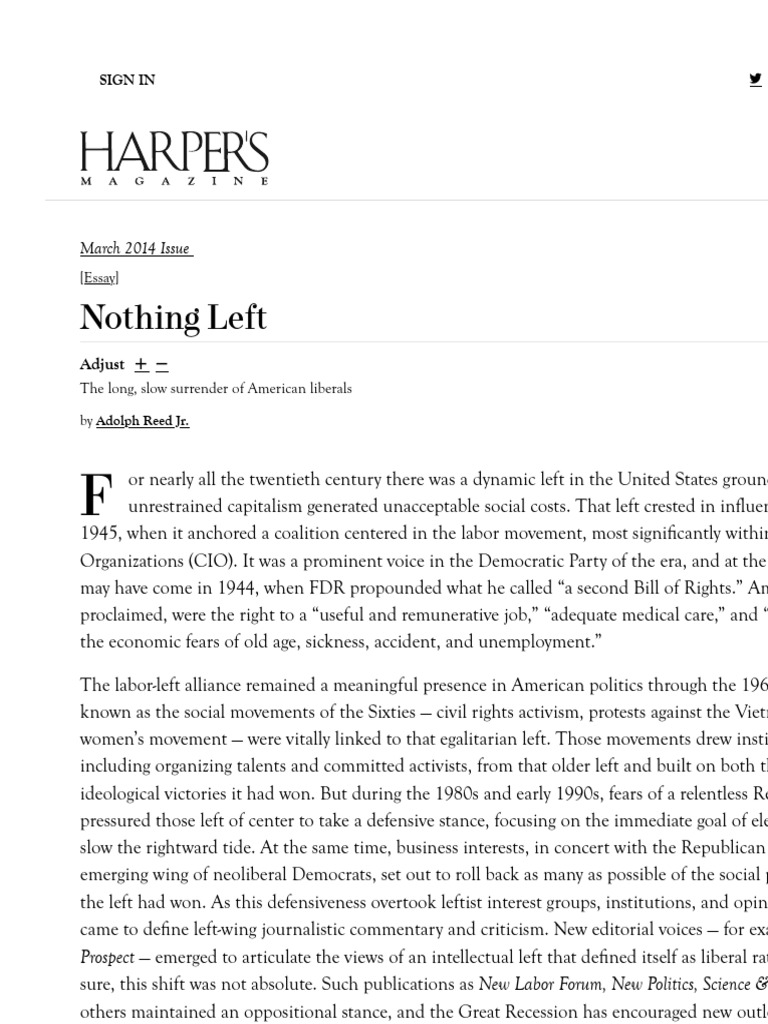 Nothing Left, by Adolph Reed Jr. | PDF | Democratic Party (United ...