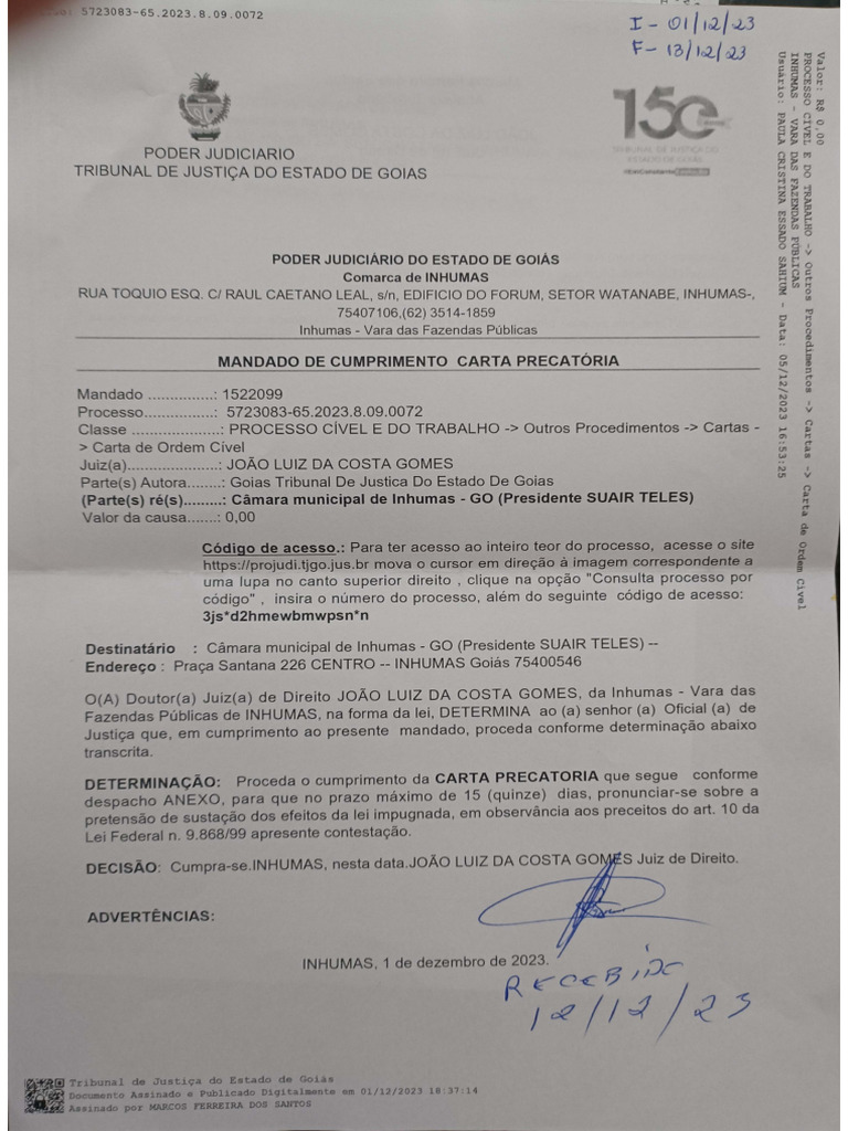 Mandado 1522099 | PDF