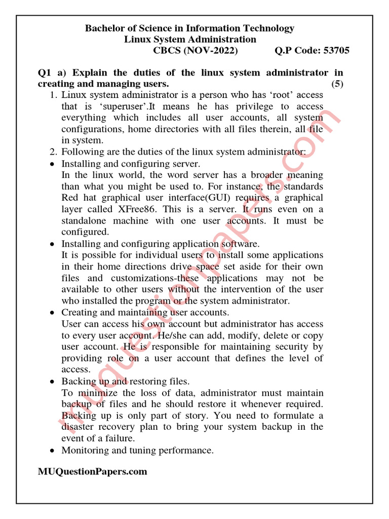 Science - BSC Information Technology - Semester 5 - 2022 - November - Linux System ...