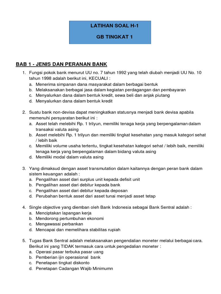 Jenis dan Peranan Bank dalam Ekonomi | PDF