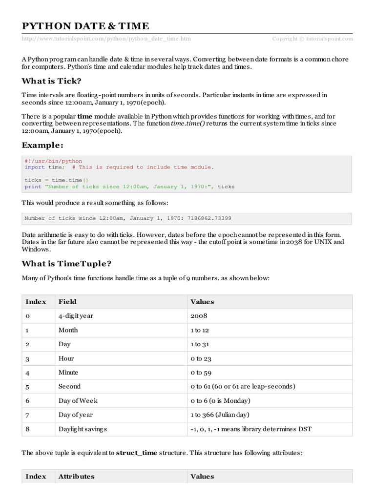 Python Date Time | PDF | Python (Programming Language) | Computer Science Python Date Time | PDF | Python (Programming Language) | Computer Science