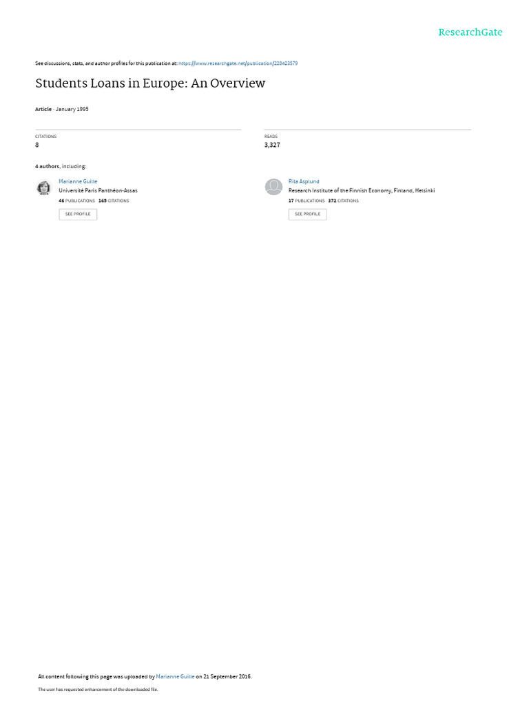 Students Loans in Europe An Overview | PDF | Cost Of Living | Loans