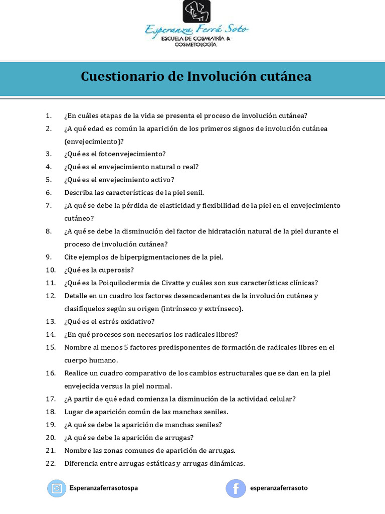 Involución Cutánea: Causas y Tratamientos | PDF | Envejecimiento | Piel