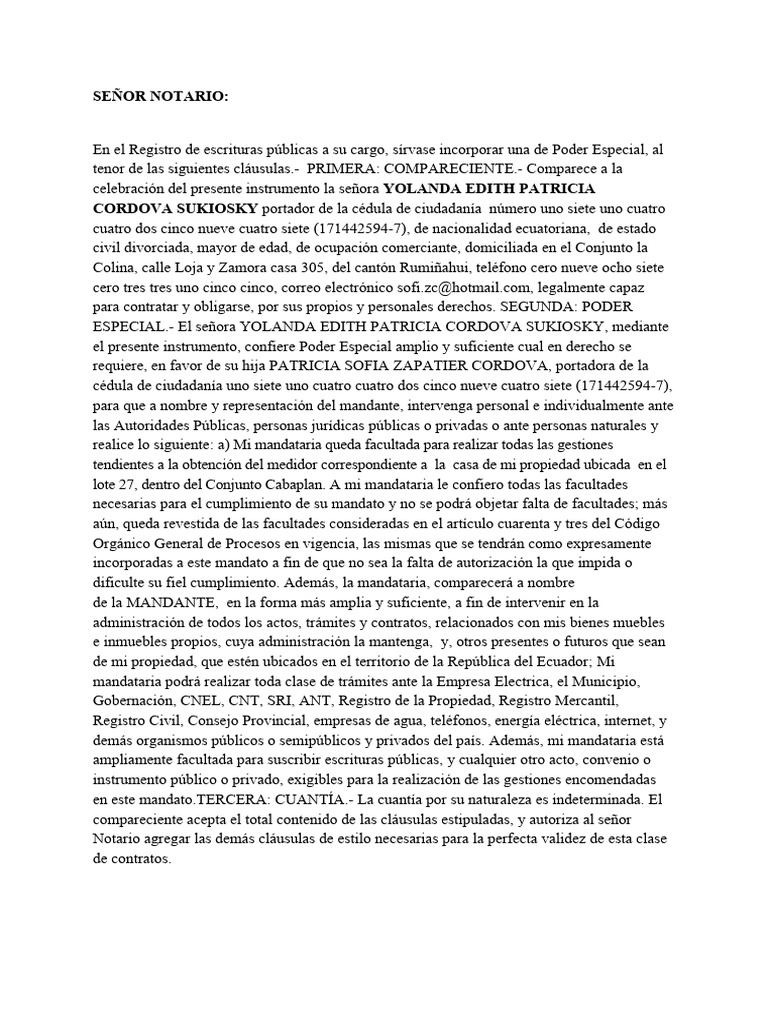 Poder Especial para Trámites en Ecuador | PDF | Justicia | Crimen y ...