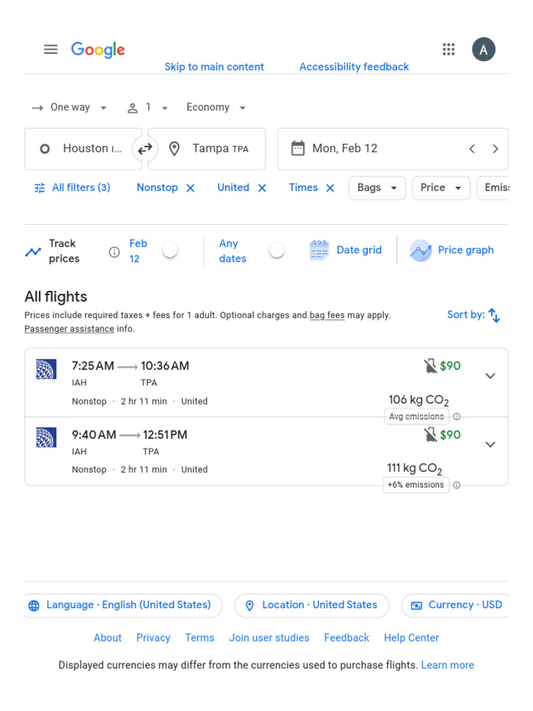 Houston To Tampa - Google Flights | PDF