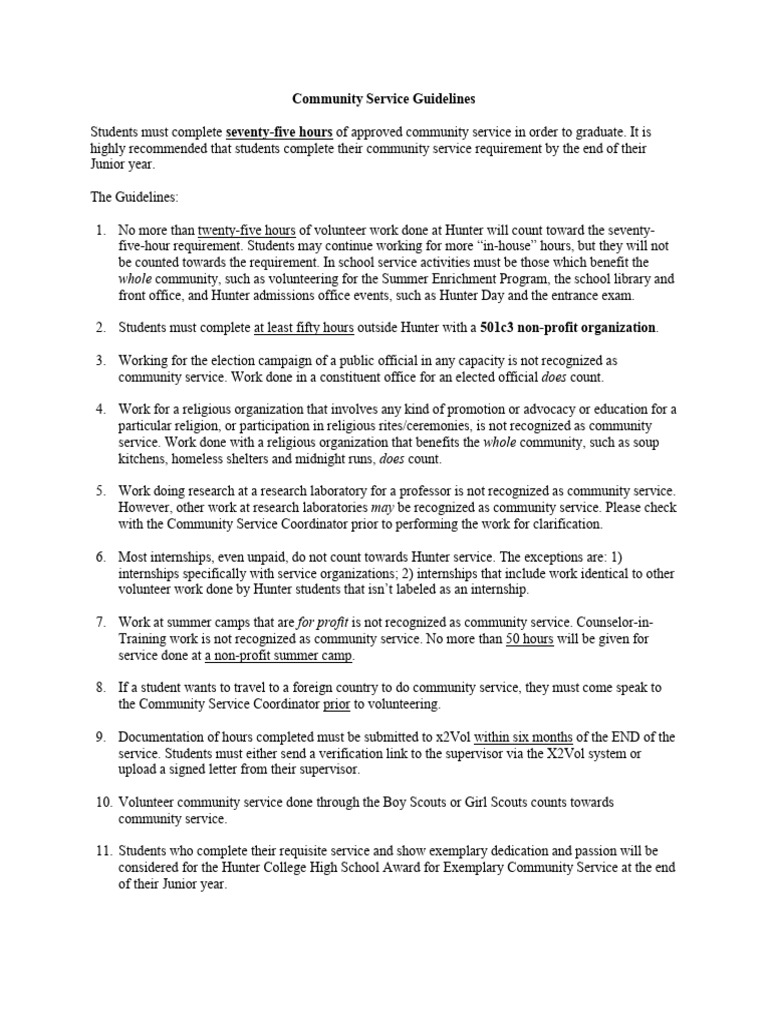 Community Service Guidelines for Students | PDF | Career & Growth
