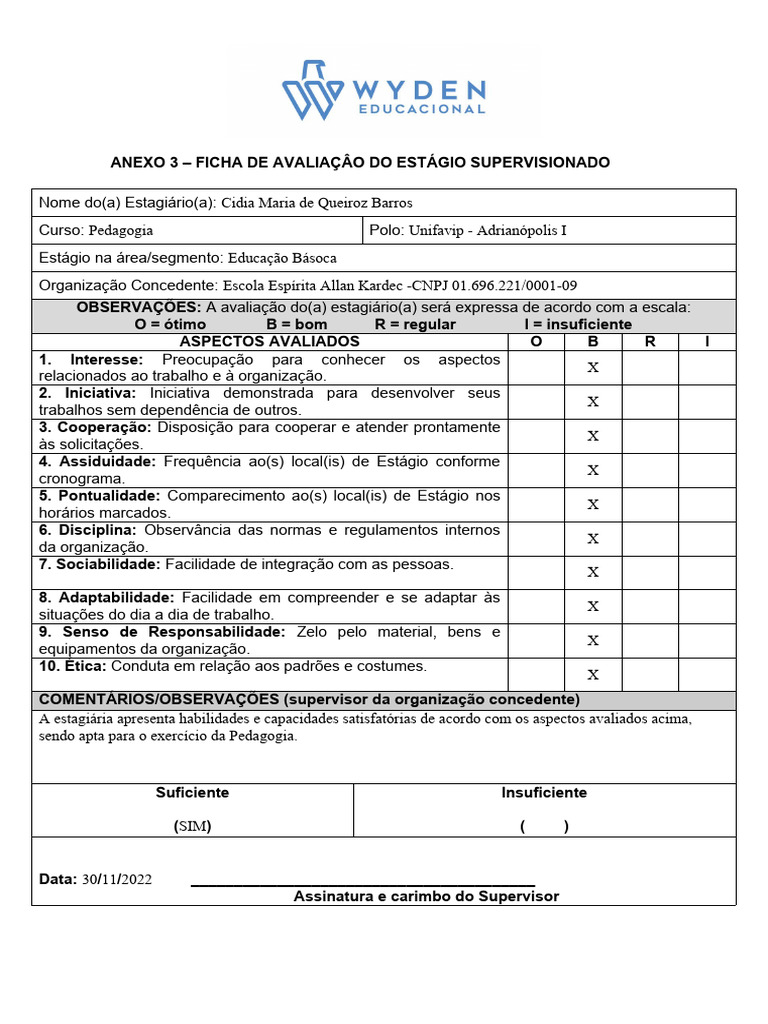 04 Ficha de Avaliação | PDF