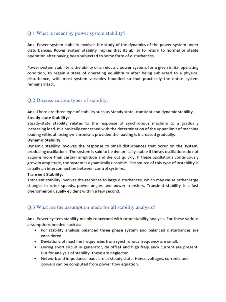 Power system stability | PDF | Steady State | Electric Power