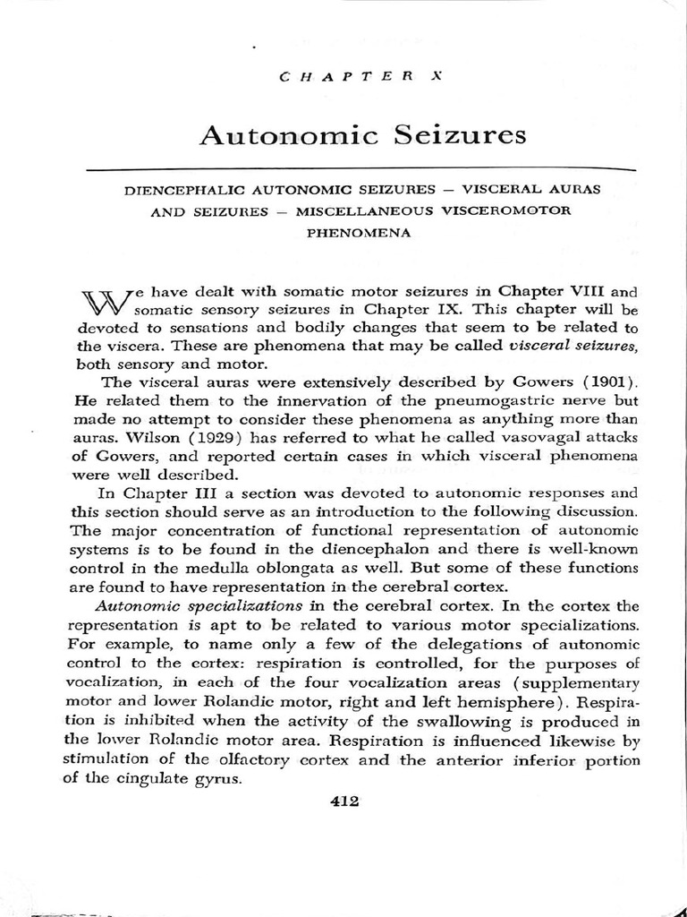 Penfield&Jasper - CHP 10 - Autonomic Seizures | PDF