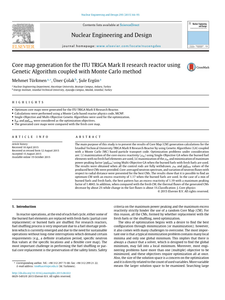 Core Map Generation For The ITU TRIGA Mark II Research Reactor Using ...