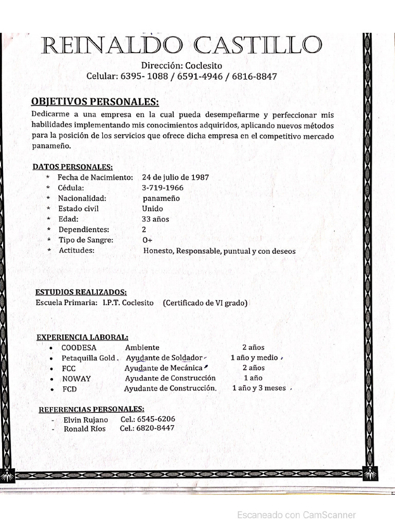 Reinaldo Castillo MECÁNICO | PDF