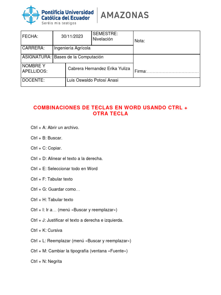 CONSULTA 2_COMBINACIONES DE TECLAS CTRL | PDF | Ventana (informática) | Microsoft Windows