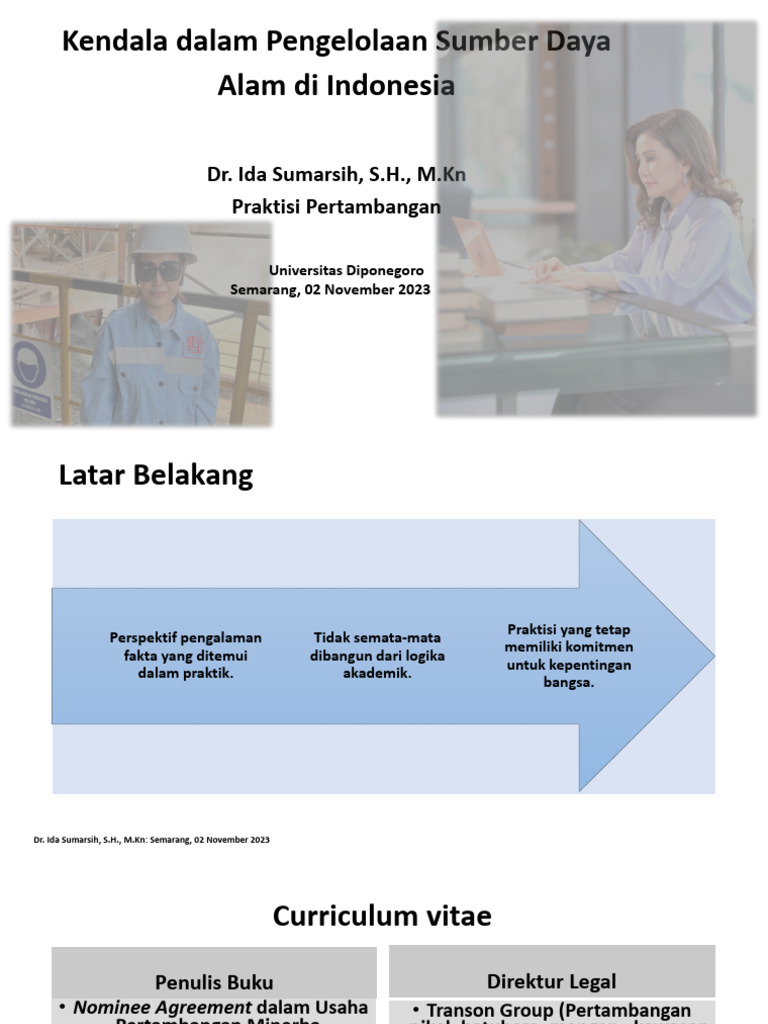 Kendala Dalam Pengelolaan Sumber Daya Alam Di Indonesia - Paparan Dr ...