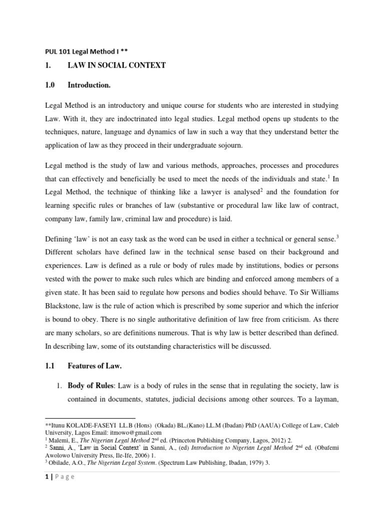 Legal Method 1 Lecture Note | PDF | Taxes | Common Law
