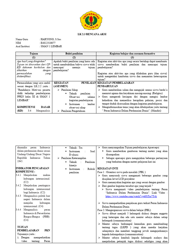 LK 2.3 Rencana Aksi Siklus II | PDF LK 2.3 Rencana Aksi Siklus II | PDF