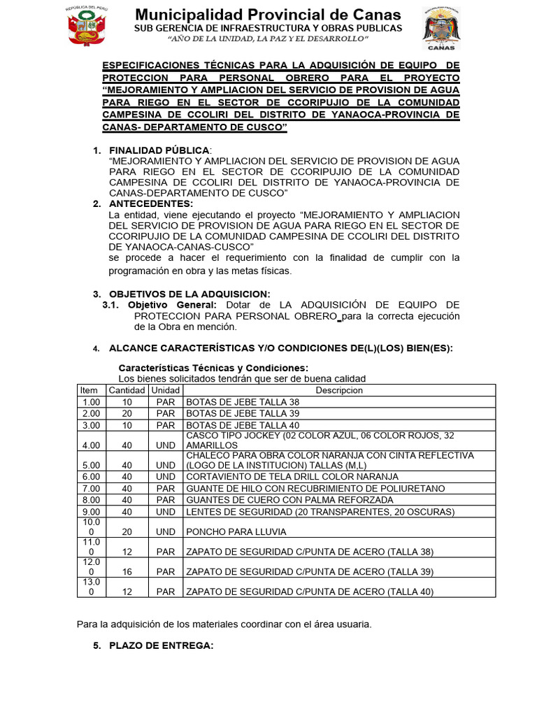 Epps Personal Obrero | PDF | Guante | Materiales