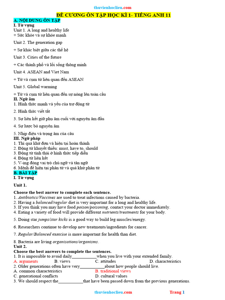 De Cuong Kiem Tra HK1 Anh 11 Global 23 24 | PDF