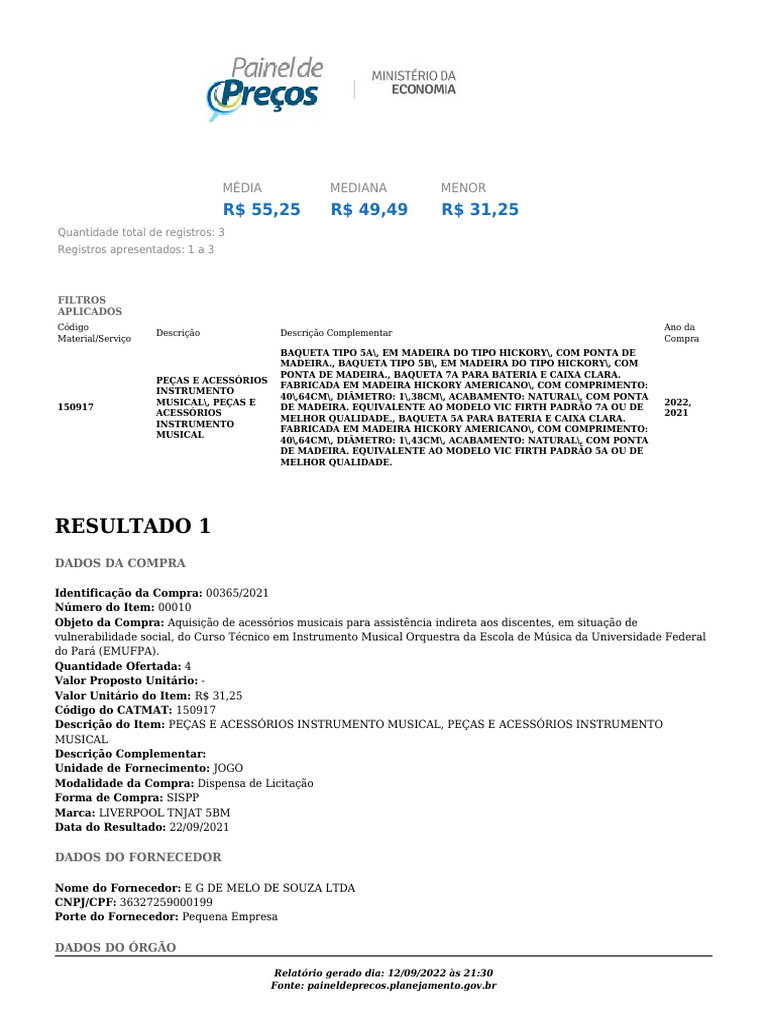 17 - Baquetas Tipo Hickory para Caixa Clara | PDF | Bateria (instrumento)