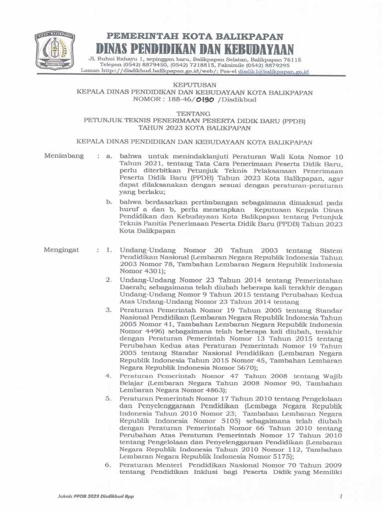 Juknis PPDB 2023 | PDF