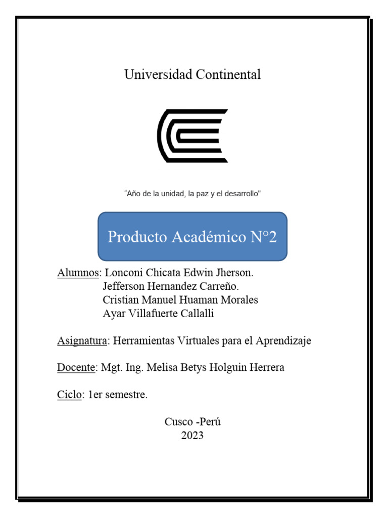 Producto Academico n2 Herramientas Virtuales | PDF