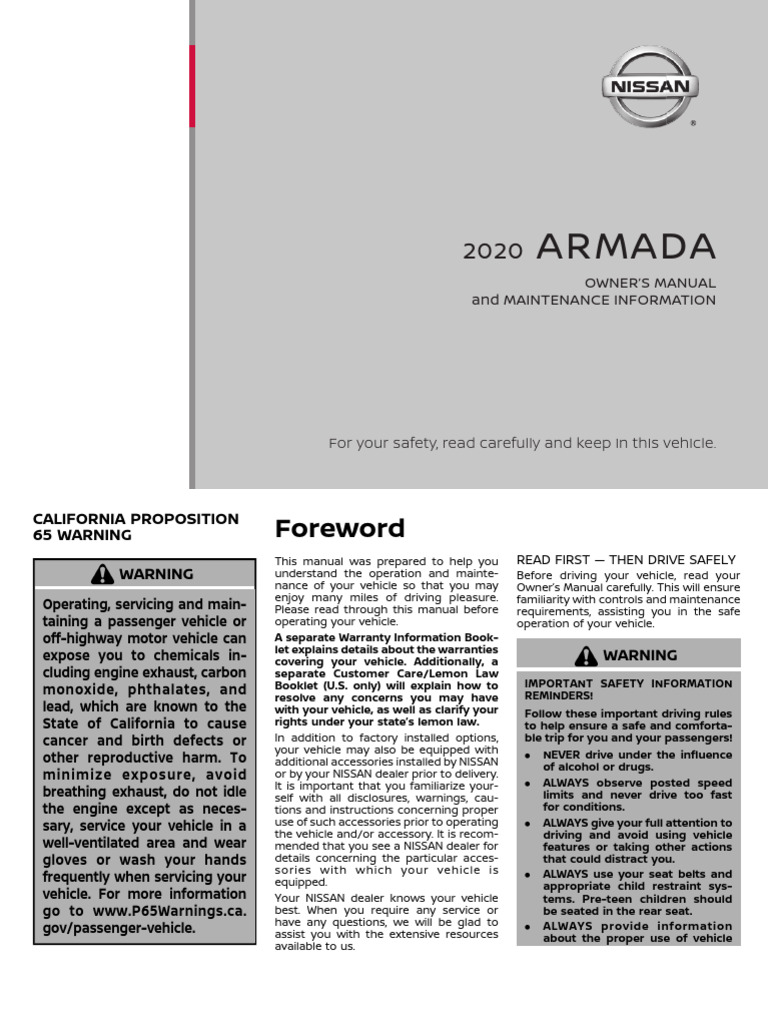 2020 Armada | PDF | Airbag | Seat Belt