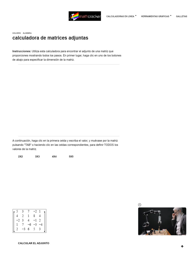 Calculadora de La Matriz Adjunta | Download Free PDF | Matrix (Mathematics) | Linear Algebra