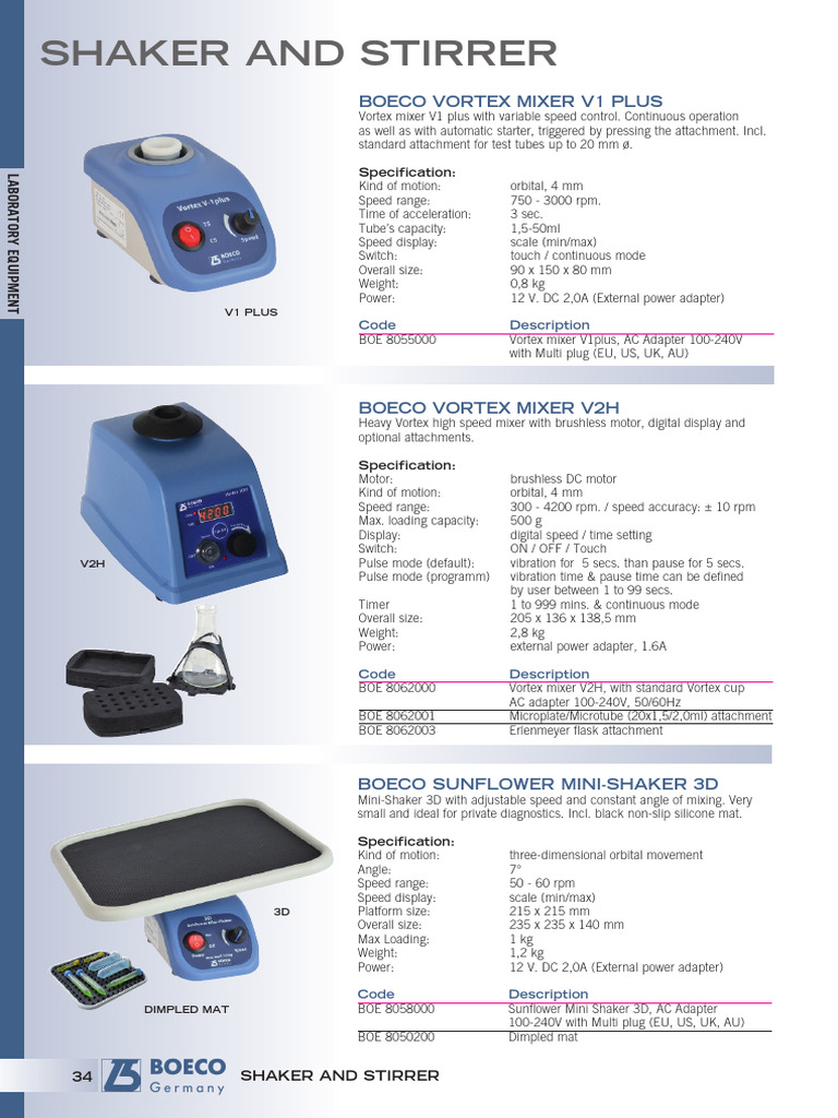 Boeco Vortex Mixer V-2H | PDF | Electric Motor | Alternating Current