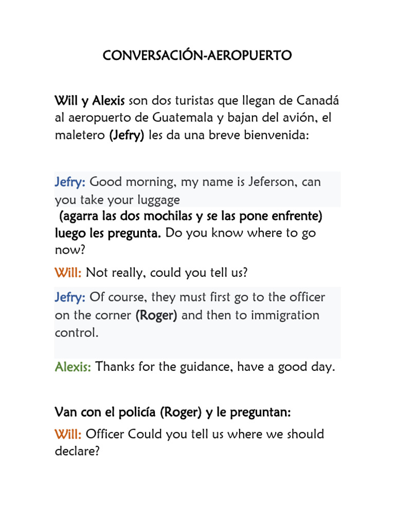 Conversación Aeropuerto Inglés | PDF