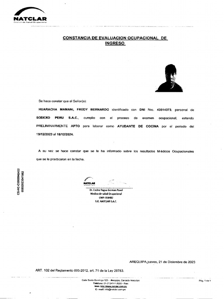 Constancia de Evaluacion | PDF