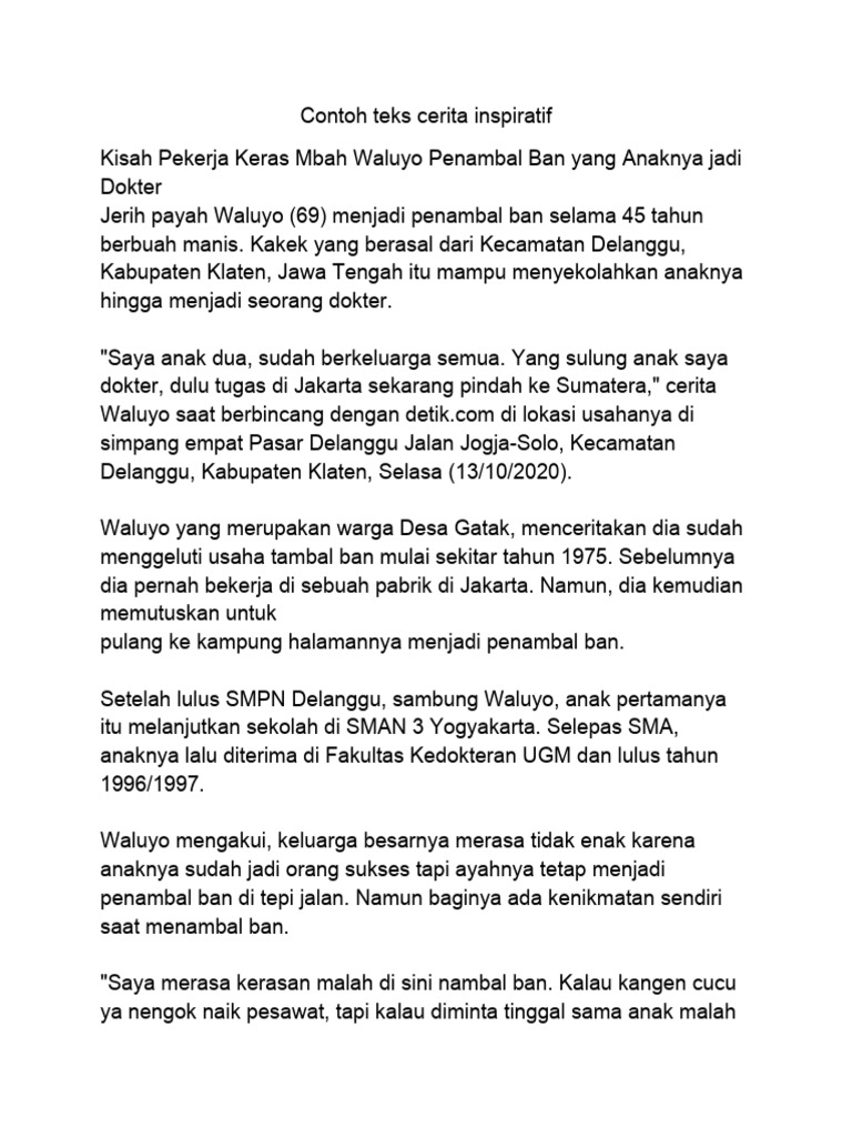 Contoh Teks Cerita Inspiratif Pdf