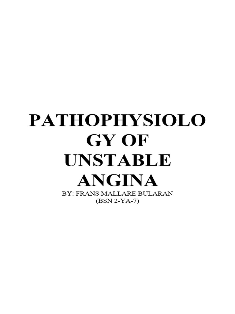 Unstable Angina: Causes and Symptoms | PDF | Coronary Artery Disease ...