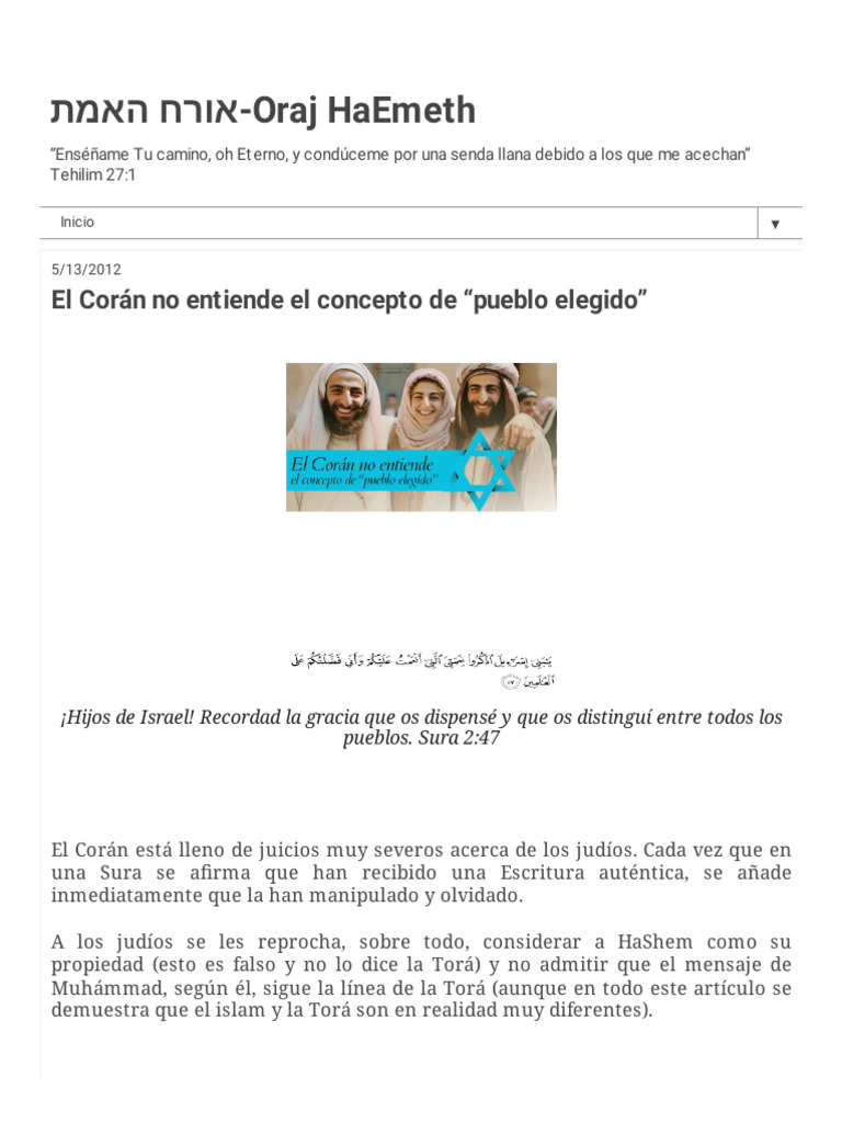 אורח האמת-Oraj HaEmeth - El Corán no entiende el concepto de "pueblo ...