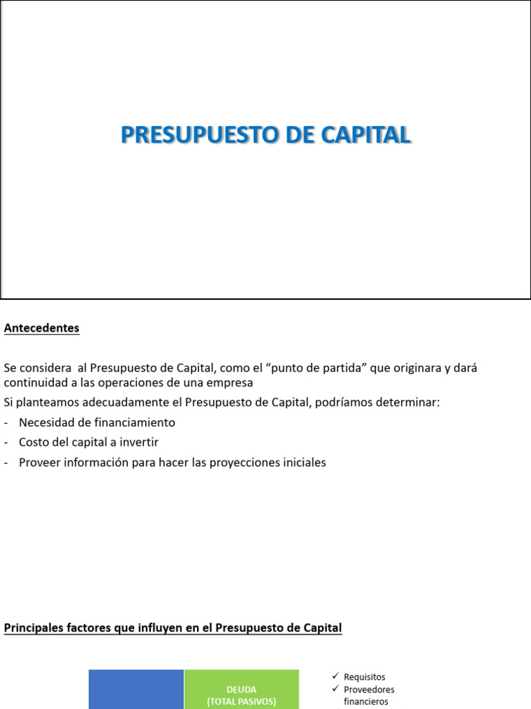 Presupuesto de Capital2 | PDF | Presupuesto | Inversiones