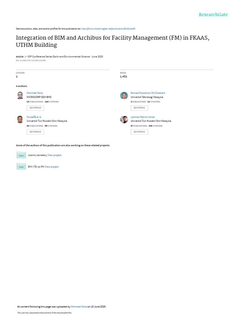 Integrationof BIMand Archibusfor Facility Management FMin FKAASUTHM ...