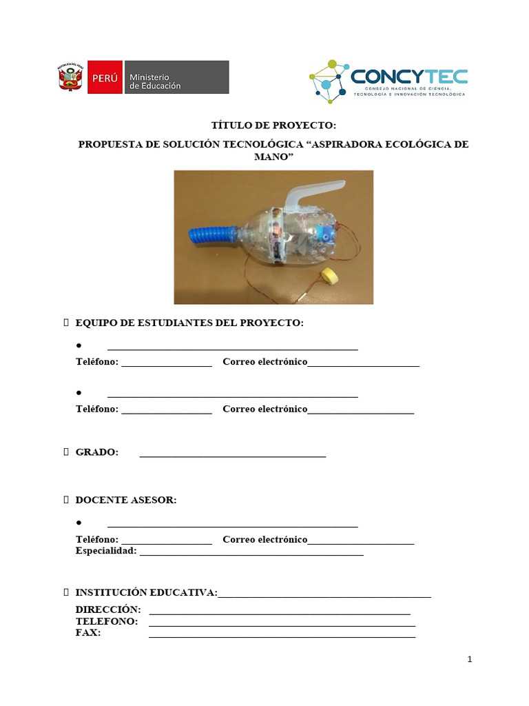 Ejemplo de informe de Proyecto de investigacion EUREKA | PDF ...