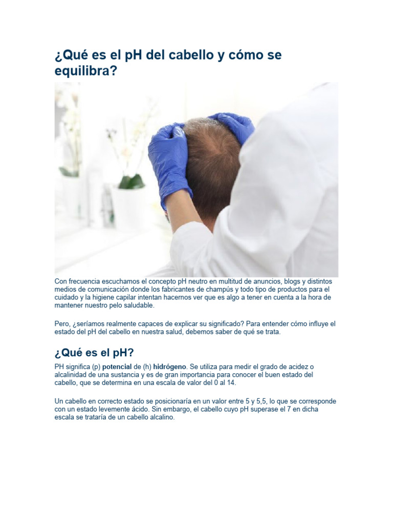 Qué Es El PH Del Cabello y Cómo Se Equilibra | PDF | Ph | Pelo