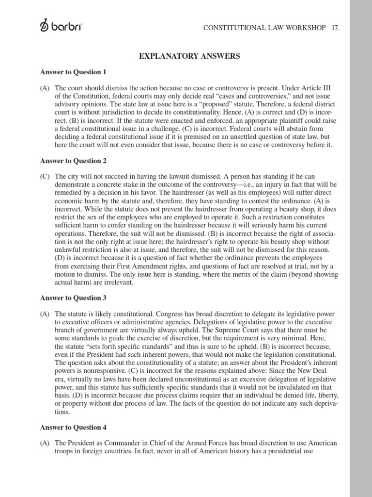 Constitution Mbe Answers | PDF | Suspect Classification | Case Or ...