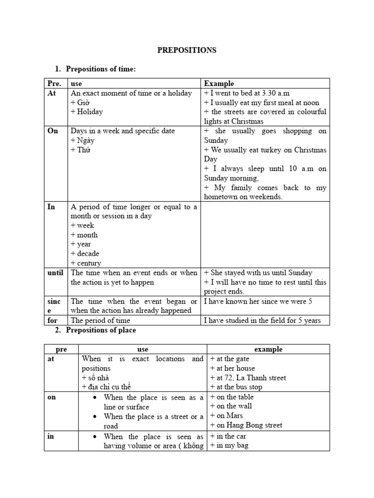 PREPOSITIONS | PDF | Language Arts & Discipline