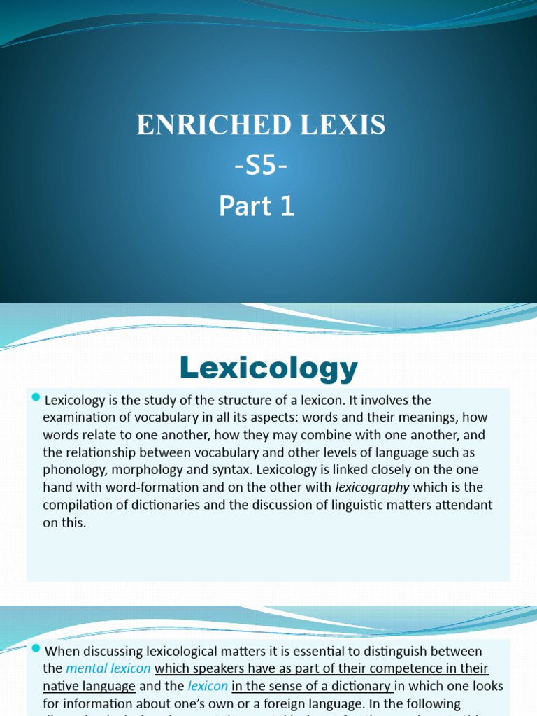 P1-Enriched Lexis S5 | PDF | Lexicon | Word