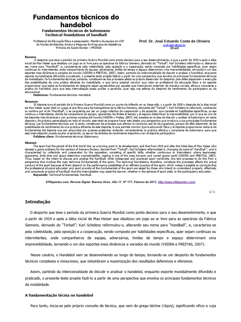 Fundamentos Tecnicos Do Handebol 1-1 | PDF
